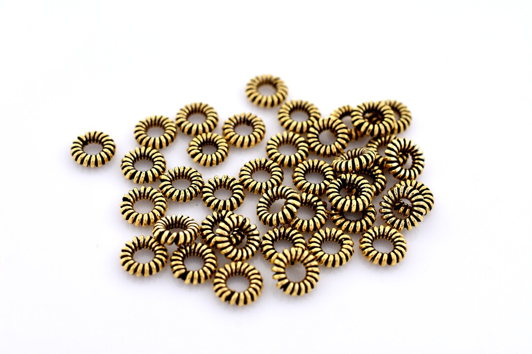 5mm - 38pc Gold Coil Shape Spacer Beads, Gold Plated Spring Beads for ...