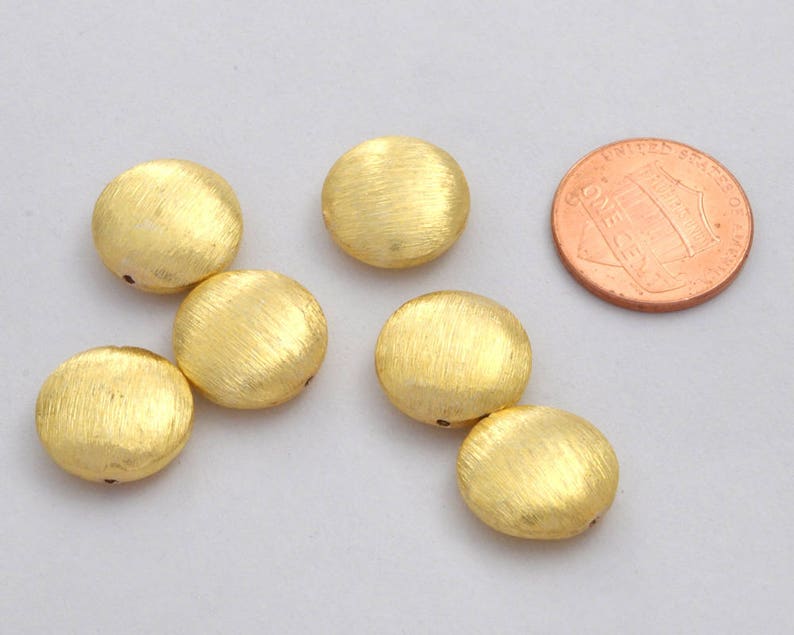 18mm 2pc Gold Beads Side hole Brushed finish saucer beads | Etsy