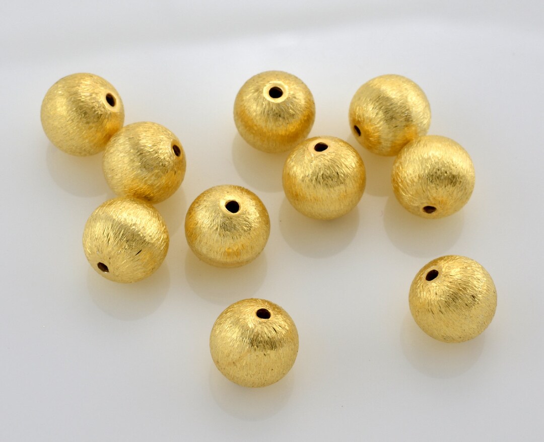 Gold Ball Beads 8mm -10pc Gold Spacer Beads, Brushed Beads, Round Gold ...