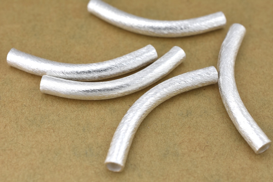 Silver Curved Tube Beads 35mm 5pc Silver Tube Beads Curved - Etsy