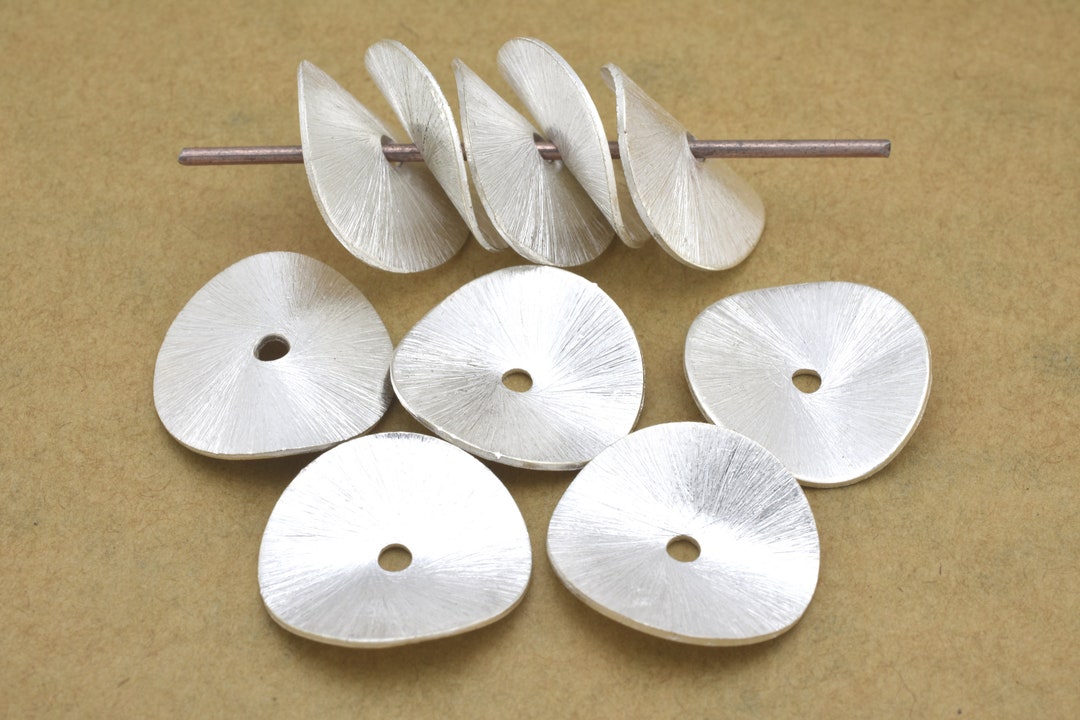 20mm - 5pc Wavy Disc Spacers Silver Plated Brushed Potato Chips Disk ...