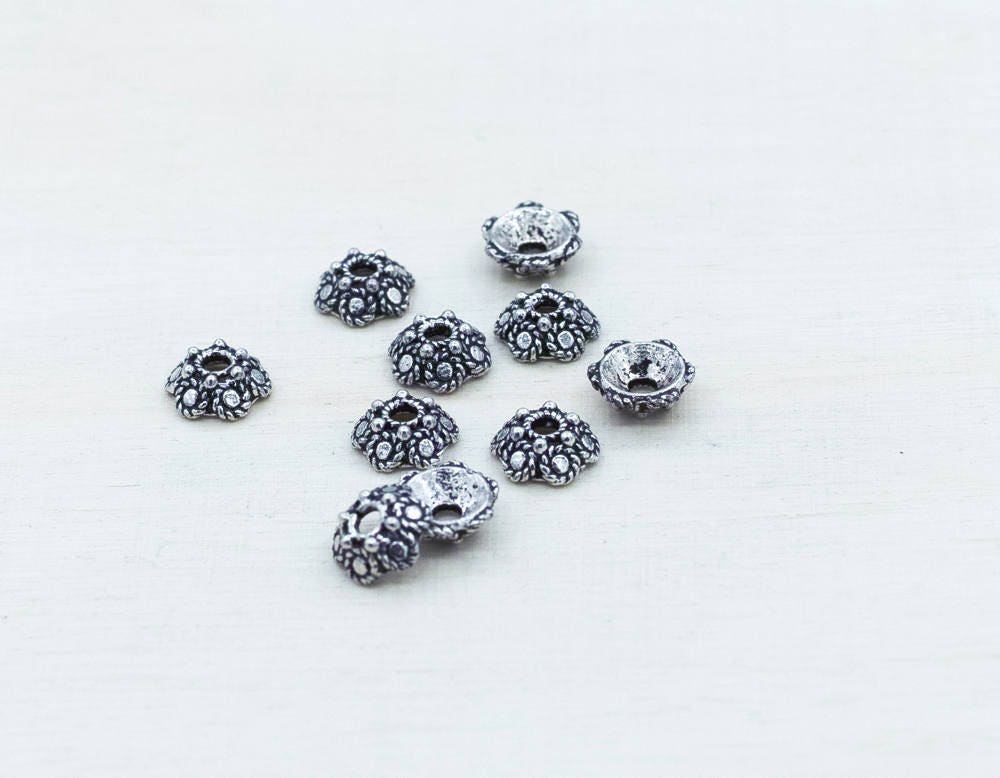 7mm 10pc Silver Plated Bead Caps Antique Bali Bead Caps - Etsy