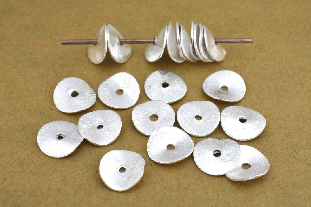 Silver Wavy Disc 10mm 24pc Potato Chips Spacer Beads, Silver Plated ...