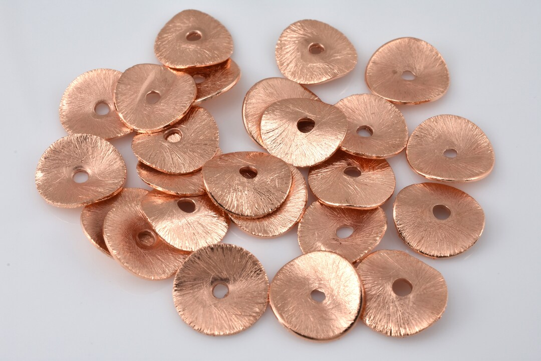 Copper Spacer Beads 10mm - 25pc Copper Wavy Discs, Potato Disk Spacers ...