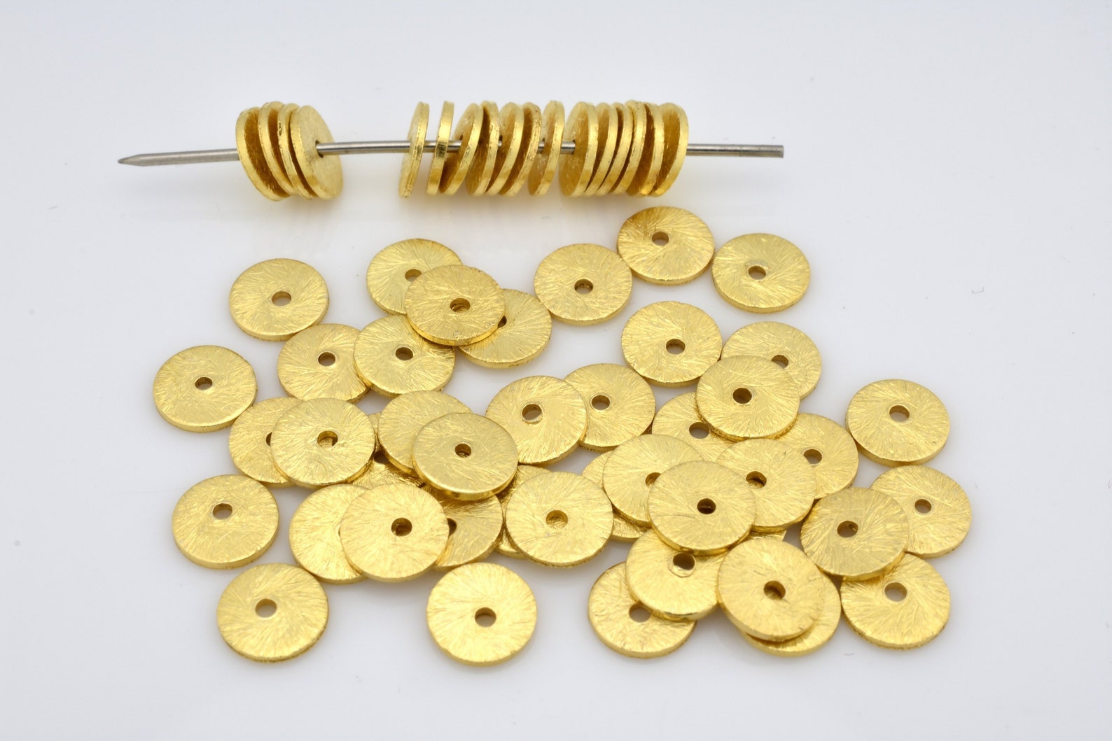 4mm - 150pcs Gold Flat Disc Spacers, Brushed Disk Heishi Spacers Beads ...