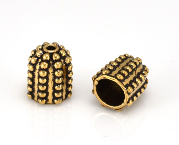 Gold End Caps with hole End caps for leather cord tassel | Etsy