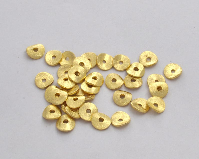6mm -143pc Gold Wavy Spacer Beads, Brushed Gold Plated Disc Potato ...