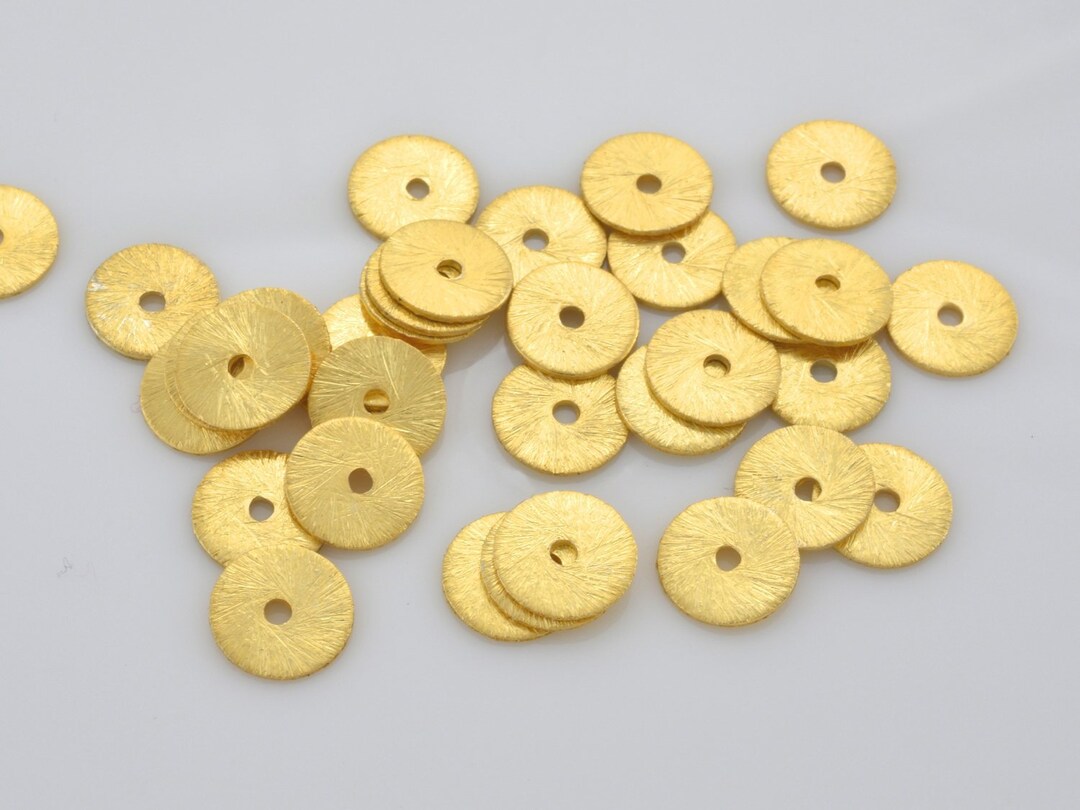 Bulk Gold Discs 8mm - 100pc Gold Flat Disk Spacer Beads, Brushed Gold ...