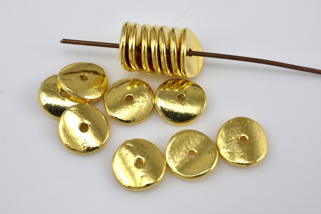 10mm - 15pc Shiny Gold Wavy Spacer Beads for Jewelry Making, Gold ...