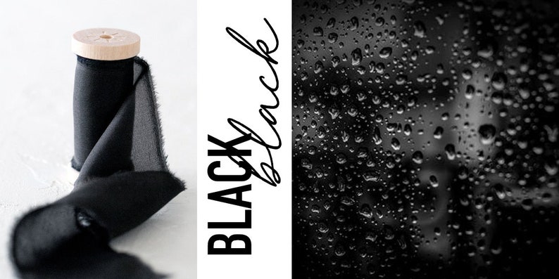 Black Luxe Silk Ribbon 100% Silk Hand Ripped Black | Etsy