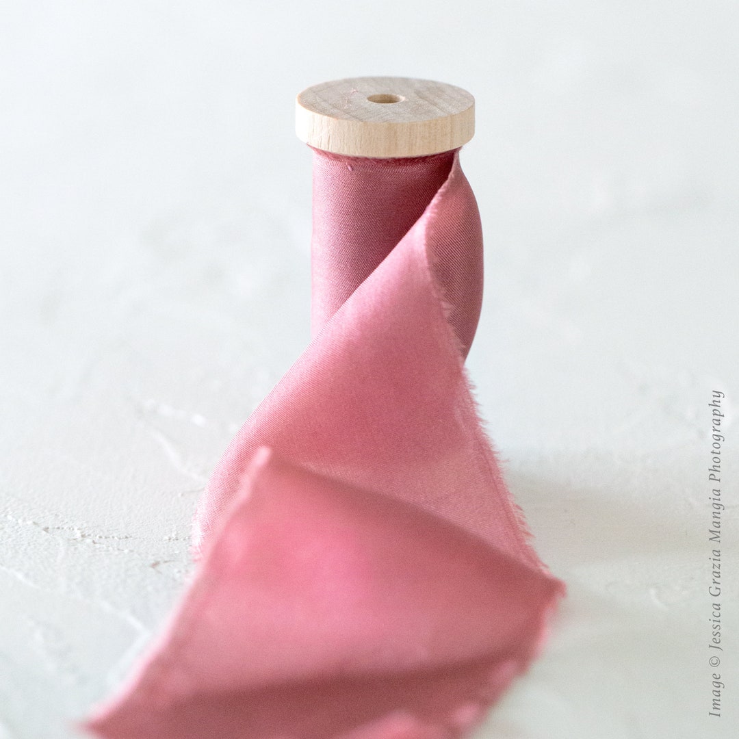 Blushed Mauve Silk Ribbon: Handmade Torn Edge Ribbon - Etsy