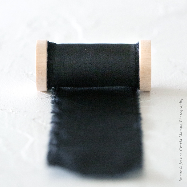 Black Luxe Silk Ribbon 100% Silk Hand Ripped Black | Etsy