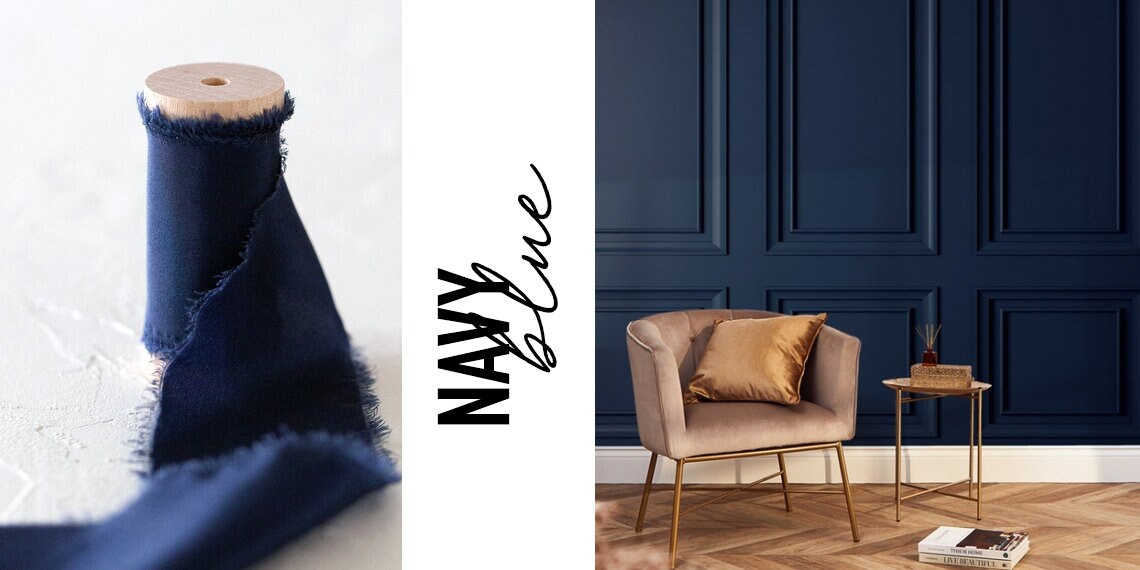 Navy Blue Luxe Silk Ribbon 100% Silk Navy Blue Wedding - Etsy