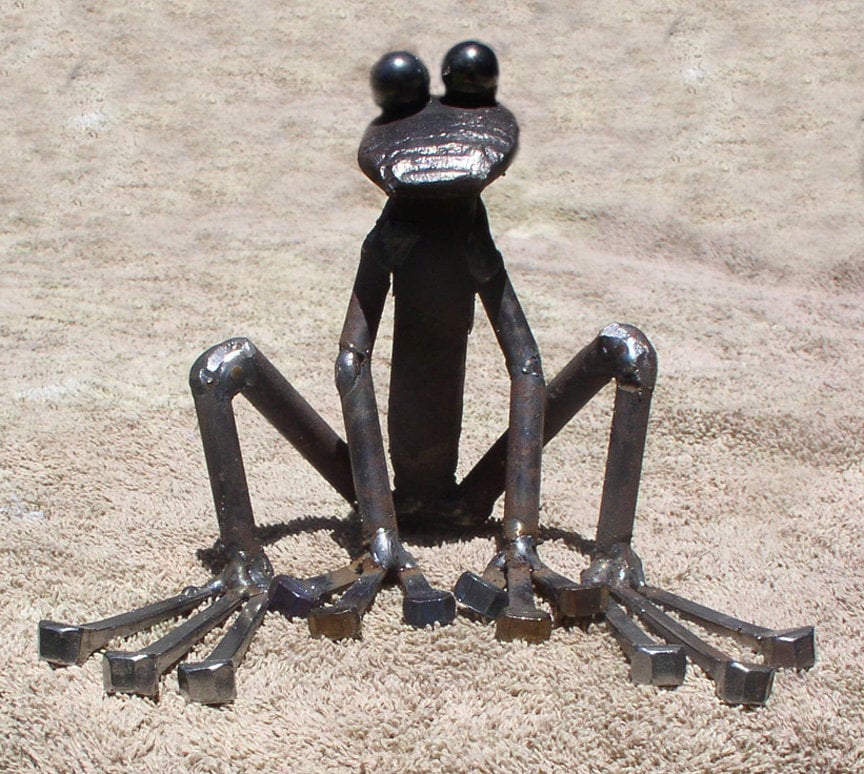Recycled Metal Frog Sculpture: Railroad Spike & Horseshoe Nail Art - Etsy