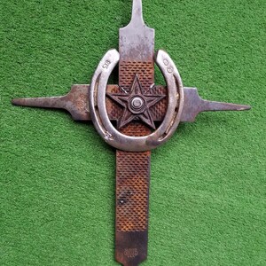 Upcycled Farrier Rasp Cross: Horseshoe & Star Metal Art - Etsy