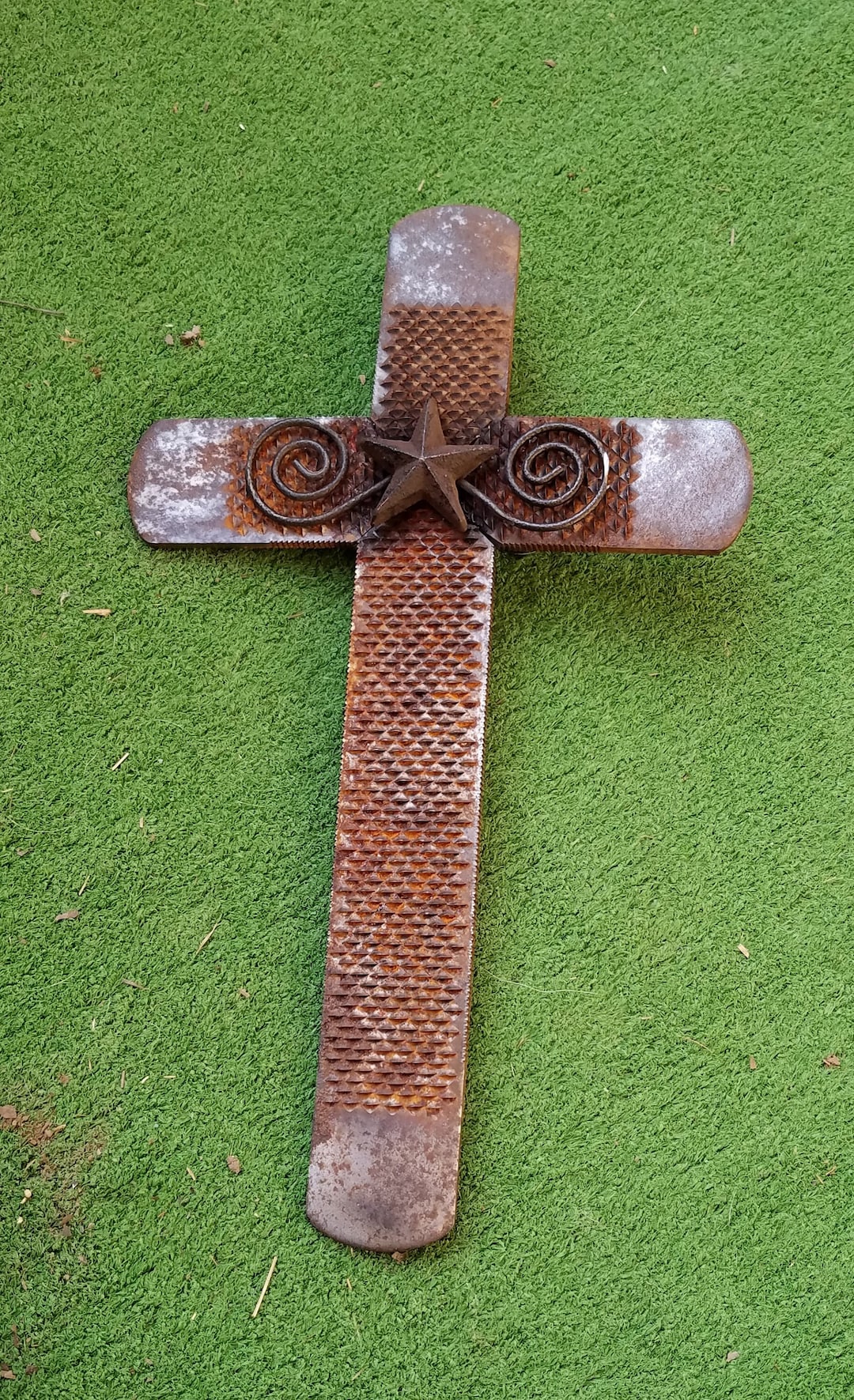 Upcycled Farrier Rasp Cross: Rustic Metal Art With Star - Etsy