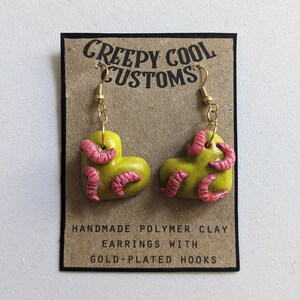 Purple Heart of Maggots Earrings Handmade Jewellery in Creepy Halloween ...