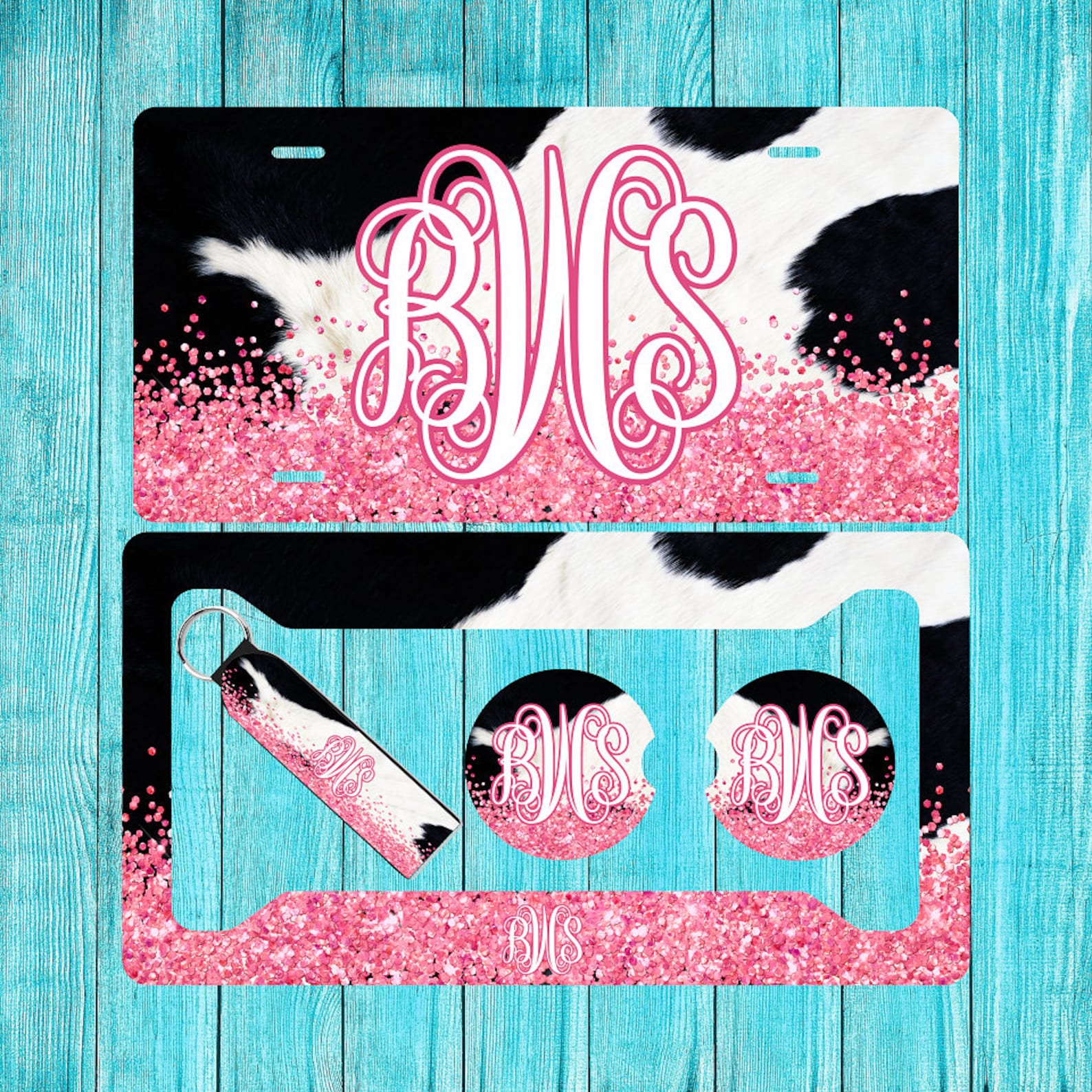 Cow Print | Glitter Effect | License Plate | Car Tag | Personalized Car ...