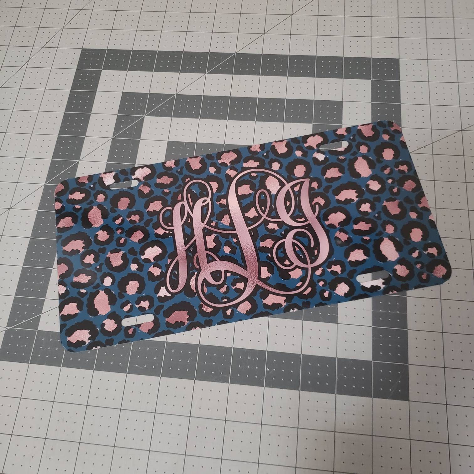 Teal and Rose Gold Cheetah Print Personalized License Plate - Etsy