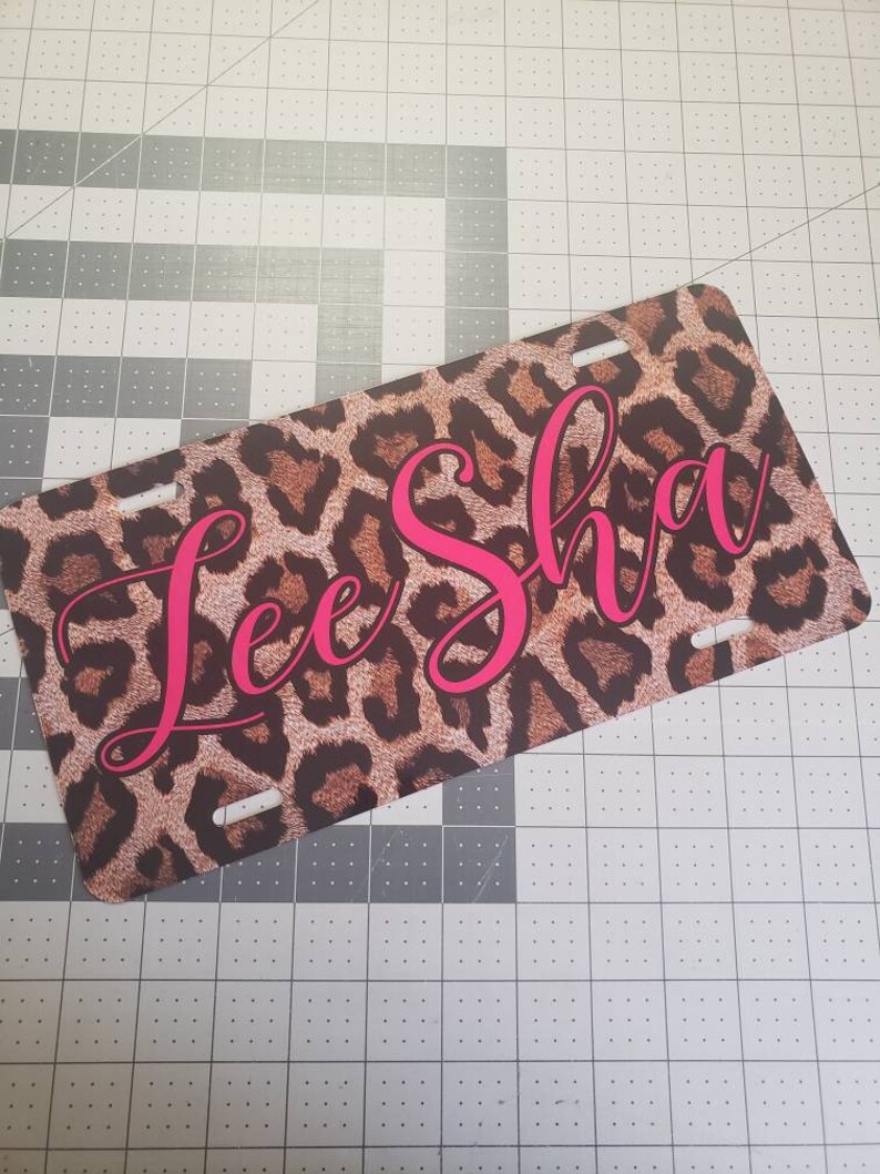 Cheetah Print Personalized License Plate and Accessories | Etsy