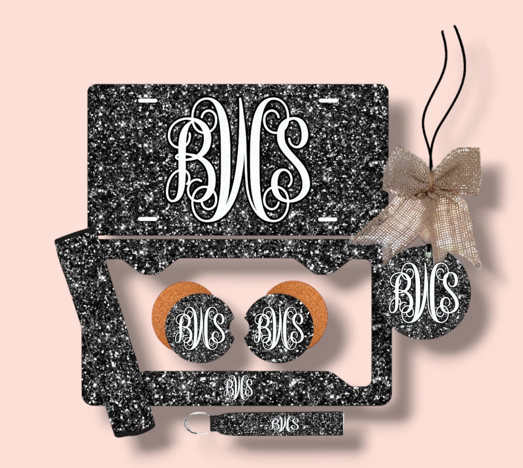 Black Glitter (EFFECT) Personalized License Plate and Accessories ...