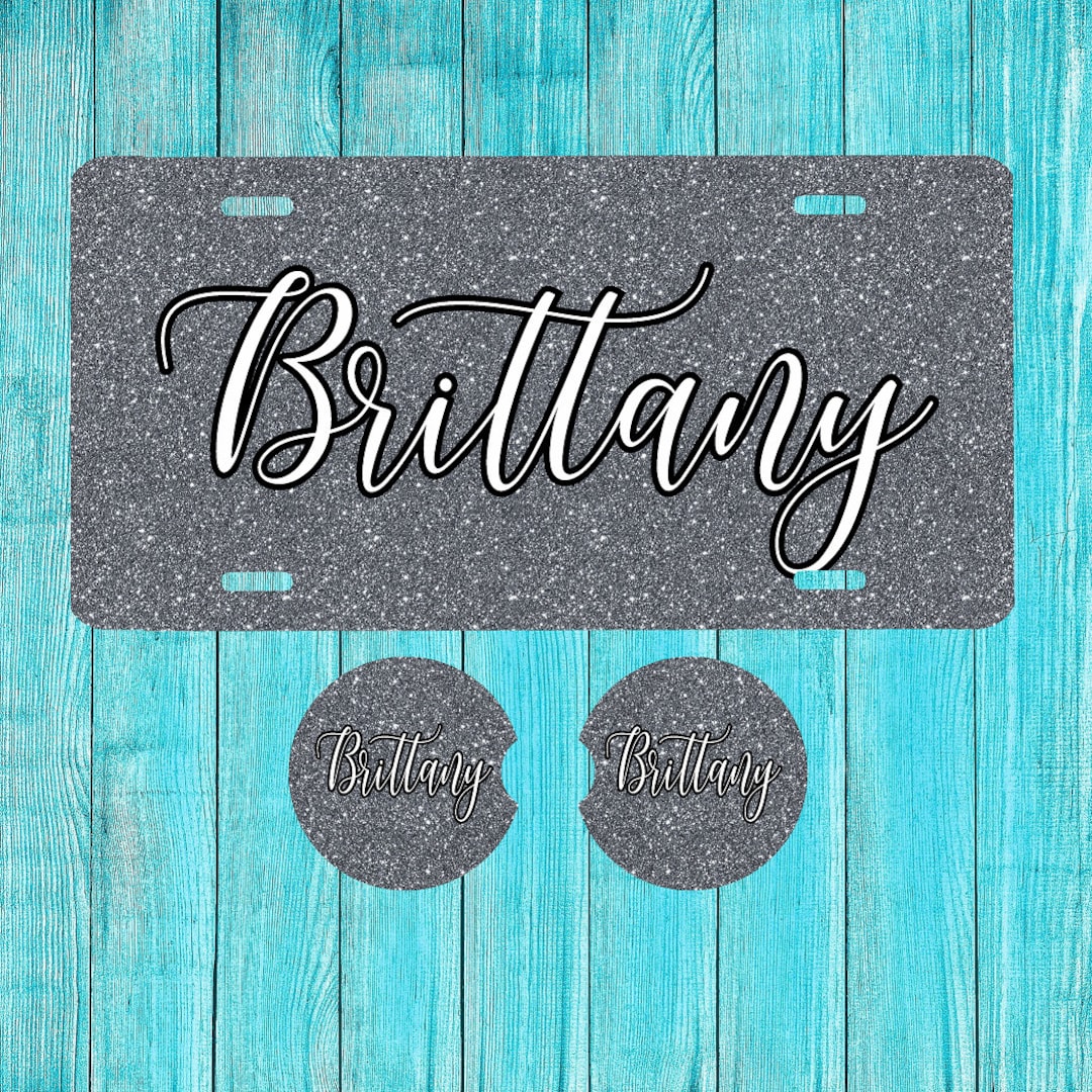 Gray Glitter (effect) Personalized License Plate, Personalized Car Tag ...