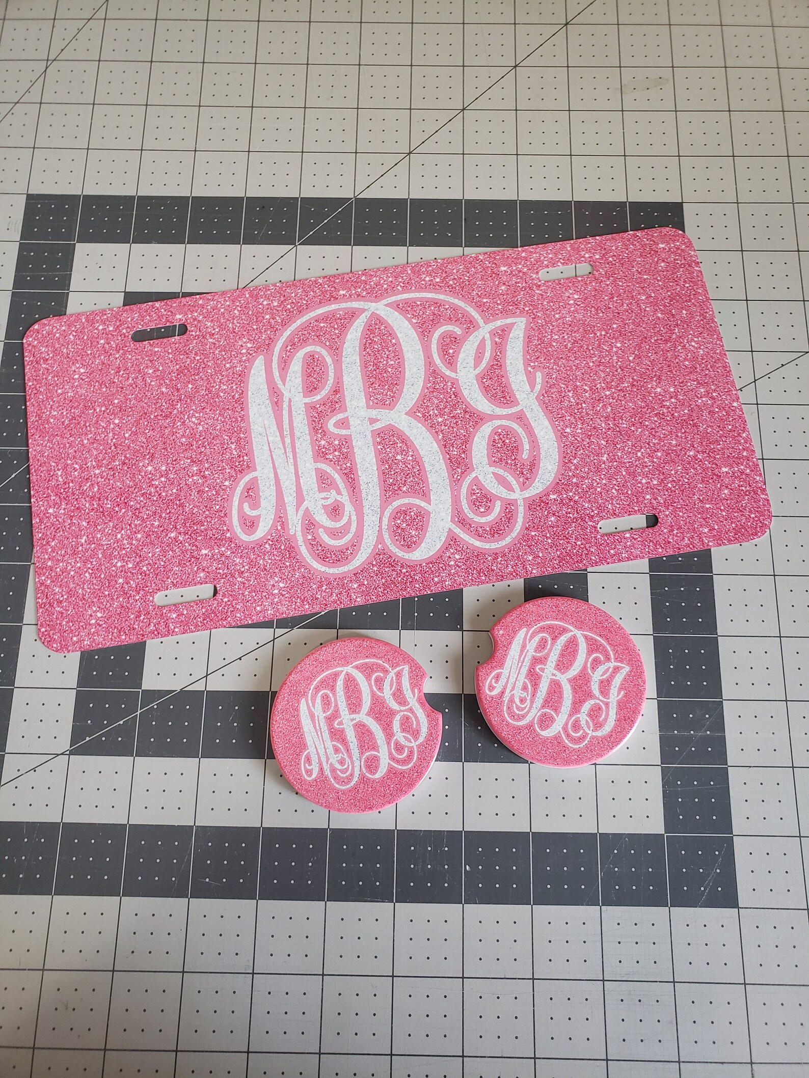 Pink Glitter effect Personalized License Plate and | Etsy