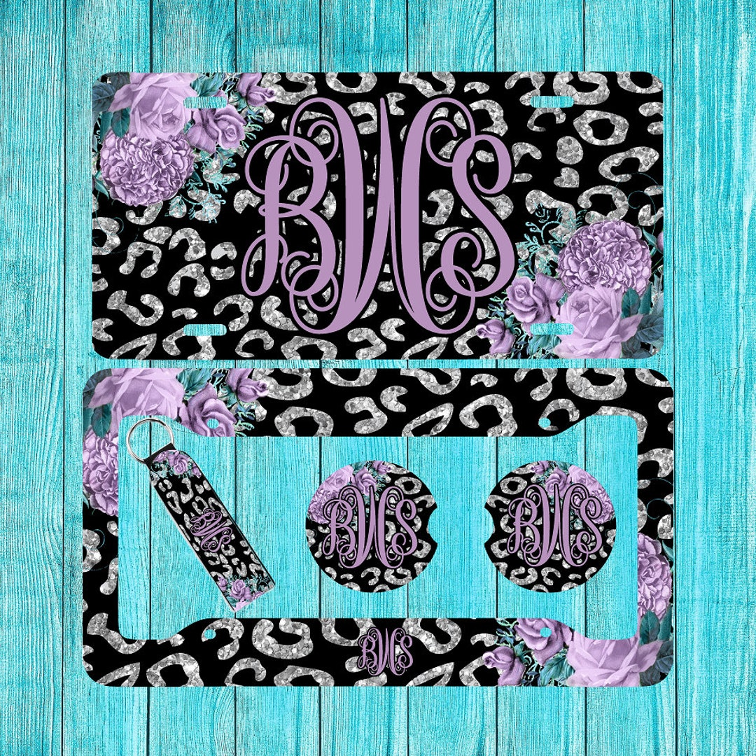 Rose Cheetah Glitter Personalized License Plate and Accessories ...