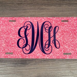 Hot Pink Glitter (effect) Personalized License Plate and Accessories ...