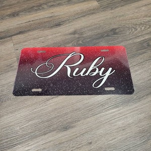 Red and Black Ombre Glitter (effect) Personalized License Plate ...