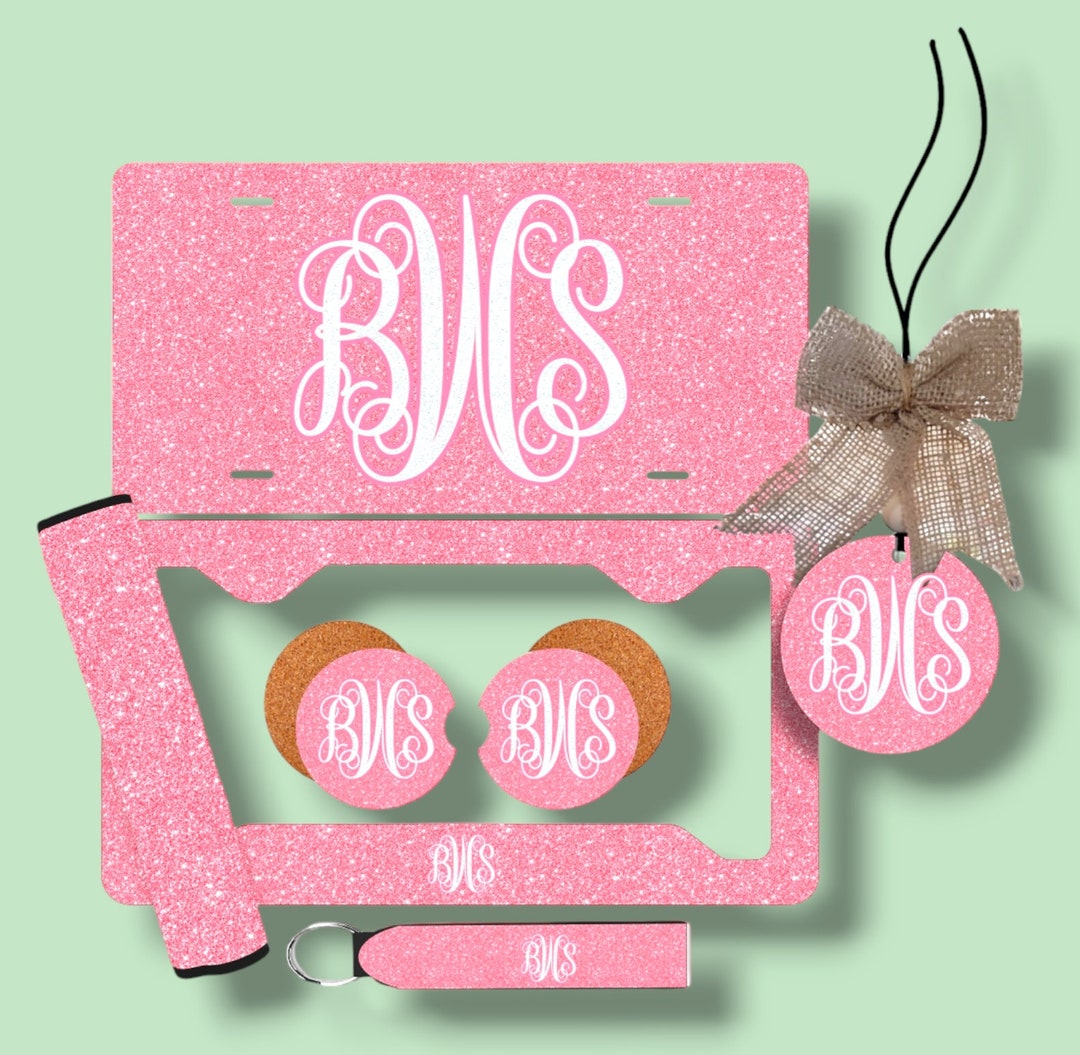 Pink Glitter effect Personalized License Plate and - Etsy