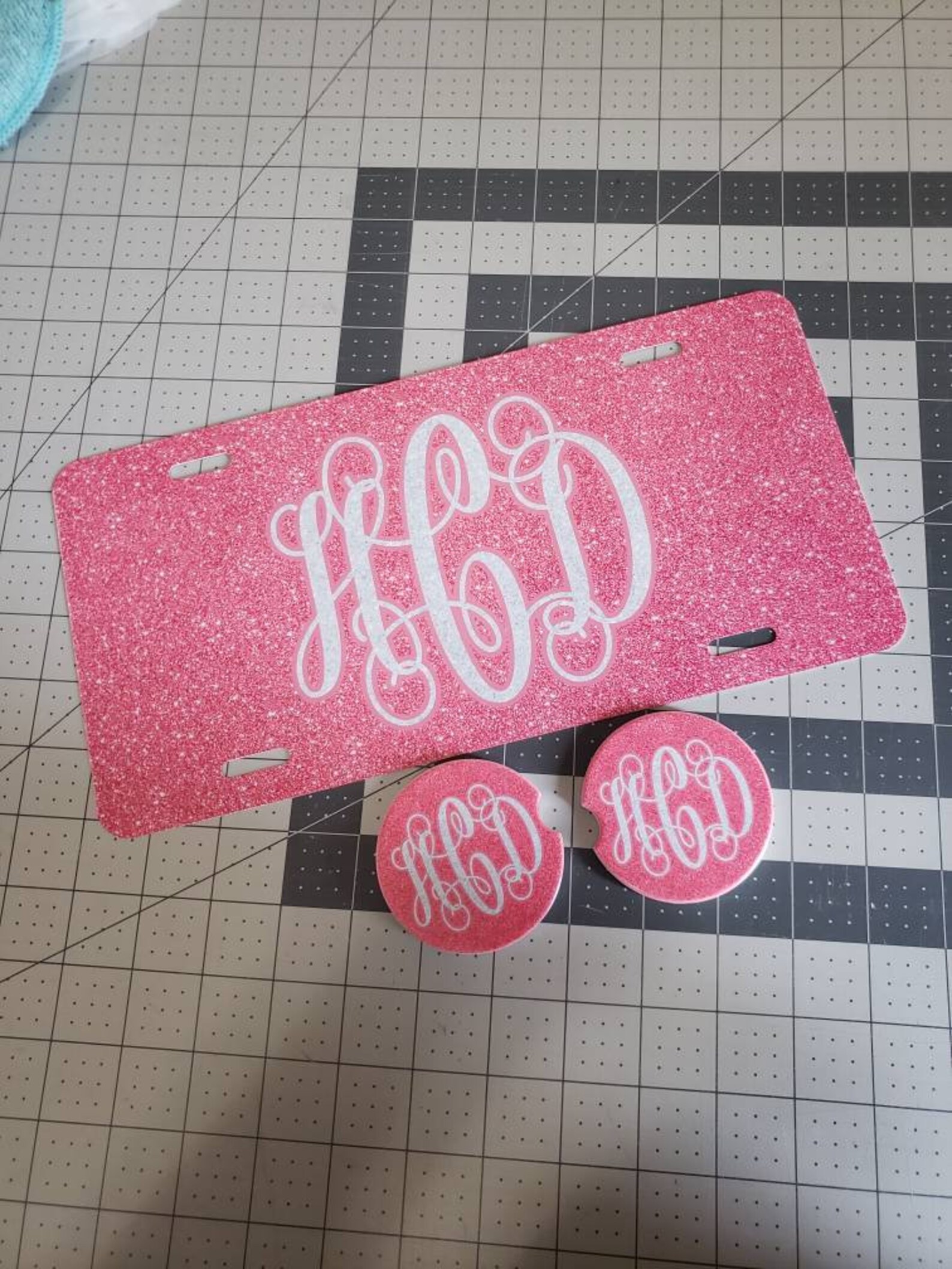 Pink Glitter effect Personalized License Plate and - Etsy