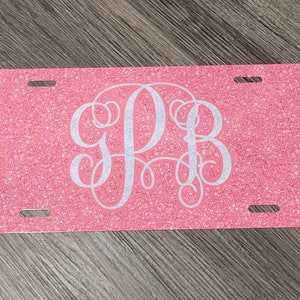 Pink Glitter (effect) Personalized License Plate and Accessories ...