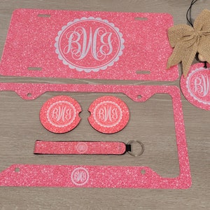 Pink Glitter (effect) Personalized License Plate and Accessories ...