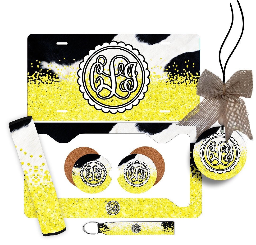 Cow Print | Glitter Effect | License Plate | Car Tag | Personalized Car ...