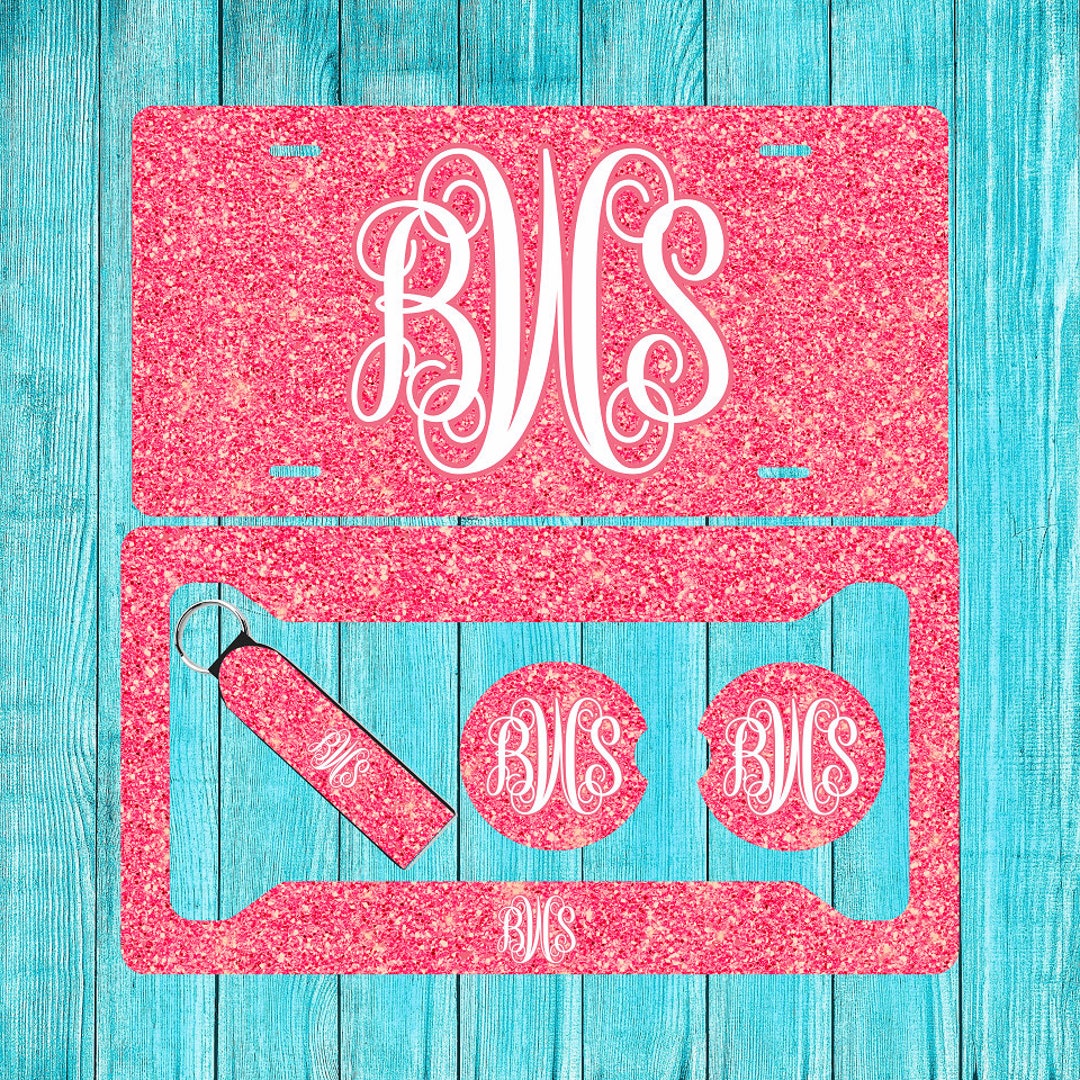 Hot Pink Glitter (effect) Personalized License Plate and Accessories ...