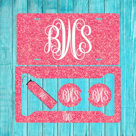 Hot Pink Glitter effect Personalized License Plate and - Etsy