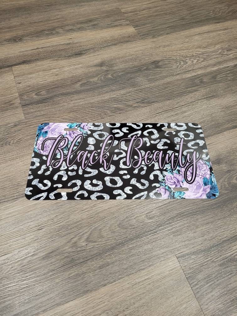 Rose Cheetah Glitter Personalized License Plate and Accessories ...
