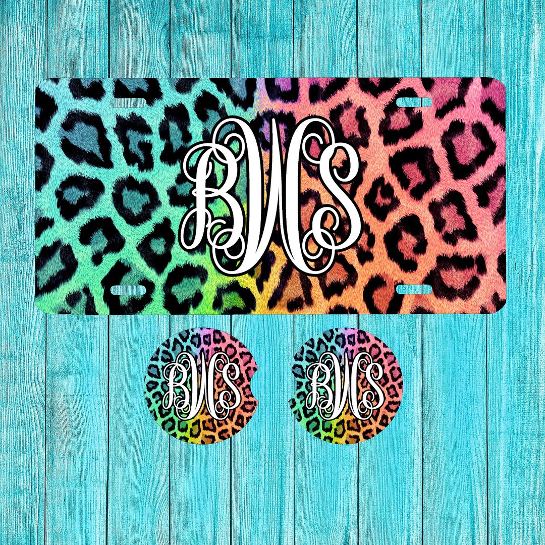 Rainbow Cheetah Personalized License Plate and Accessories ...