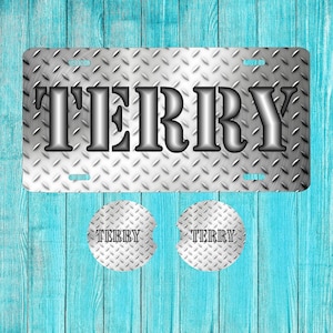 Diamond Plate Name Personalized License Plate and Accessories ...