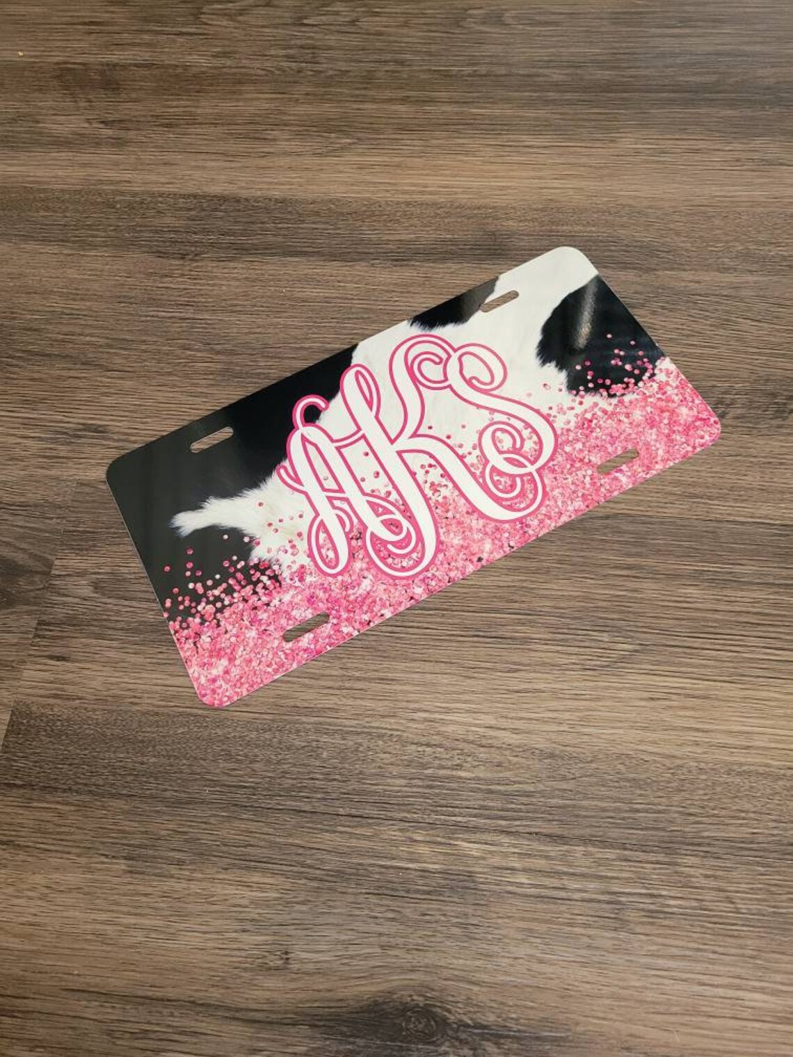Cow Print | Glitter Effect | License Plate | Car Tag | Personalized Car ...