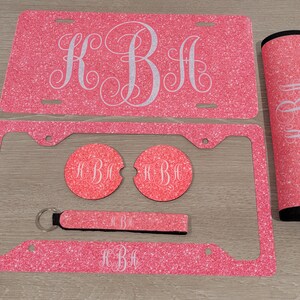 Pink Glitter (effect) Personalized License Plate and Accessories ...