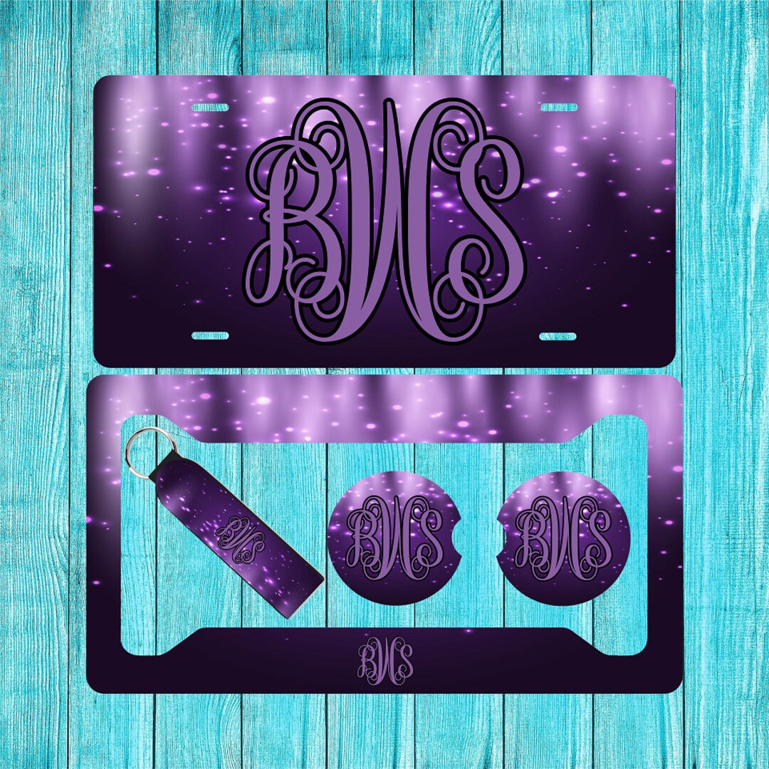 Purple Ombre Black Glitter (effect)personalized License Plate and ...