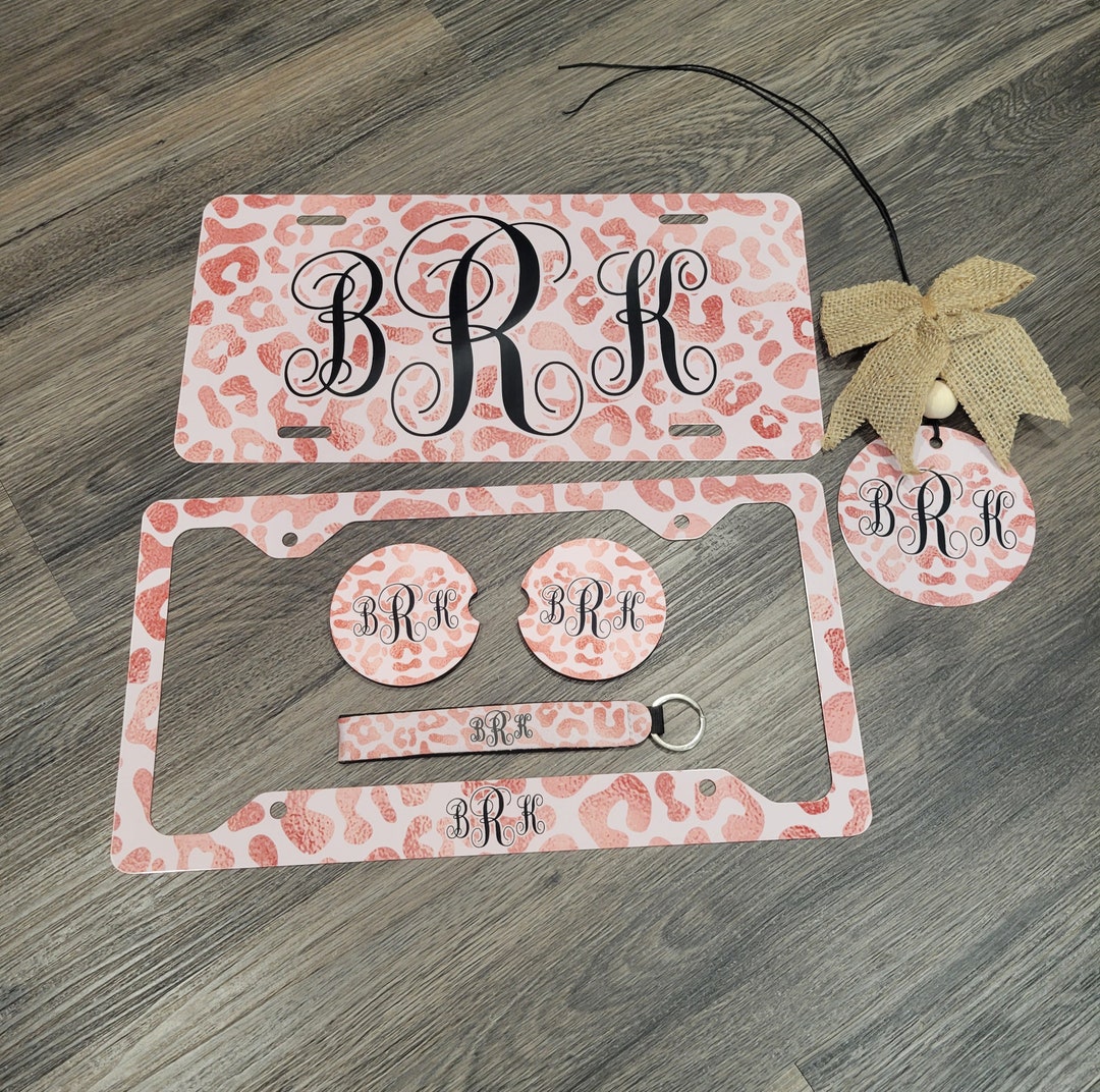 Pink Rose Gold Cheetah Leopard Personalized License Plate and Car ...