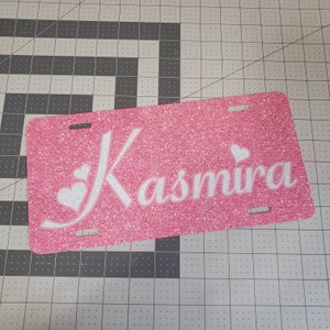 Pink Glitter effect Personalized License Plate and - Etsy