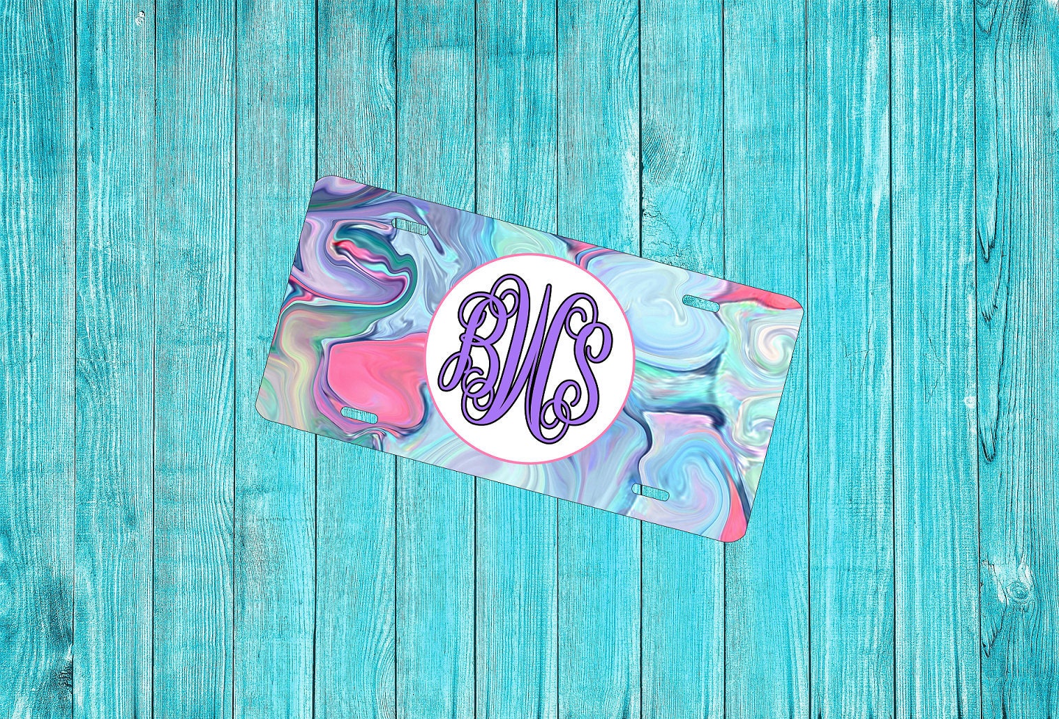 Pastel Marble Personalized License Plate and Accessories - Etsy