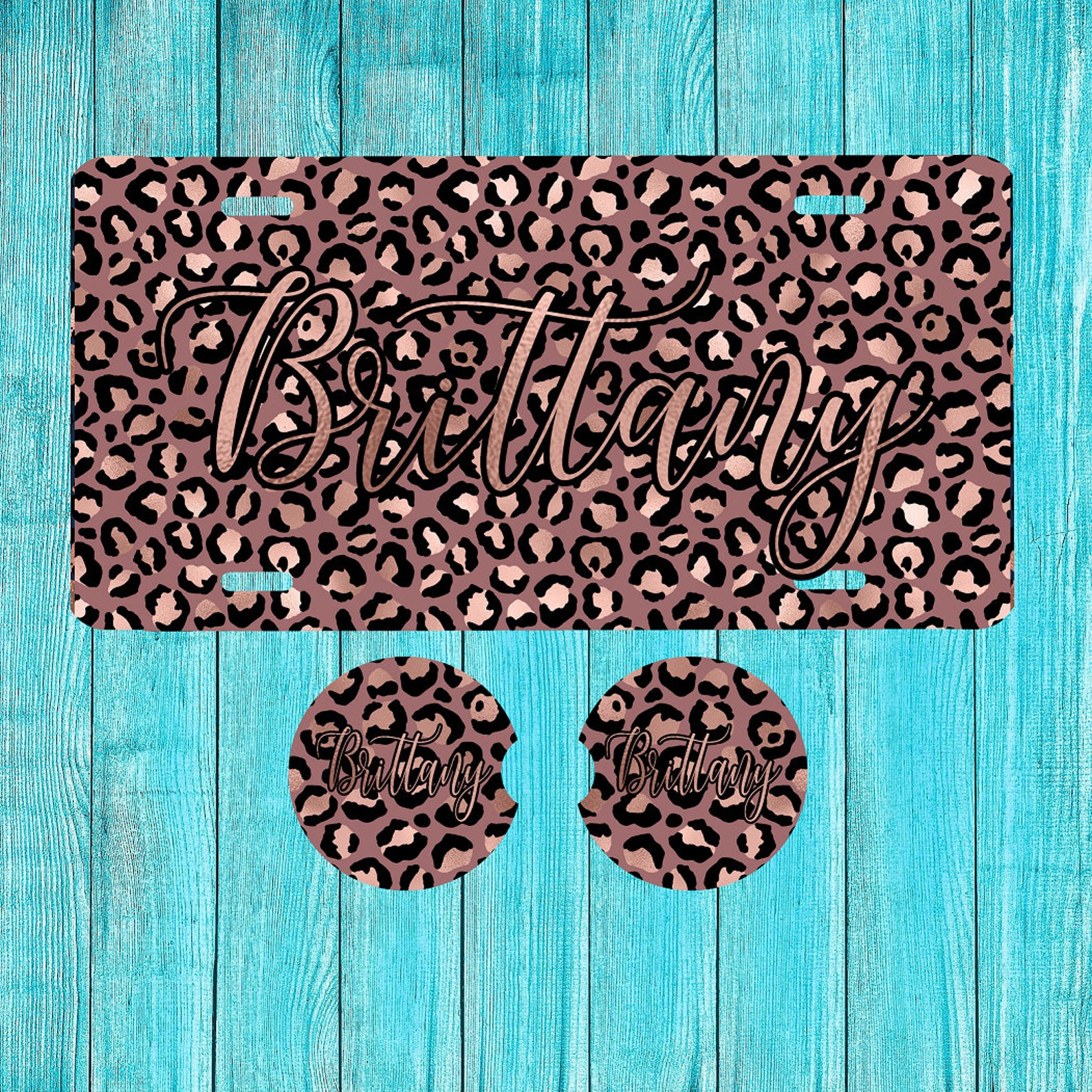 Rose Gold Cheetah Print Personalized License Plate, Personalized Car ...