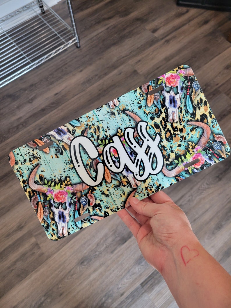 Western Cow Floral Personalized License Plate and Accessories ...
