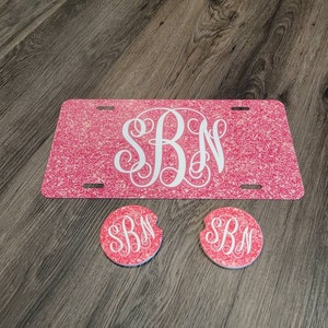 Hot Pink Glitter effect Personalized License Plate and - Etsy
