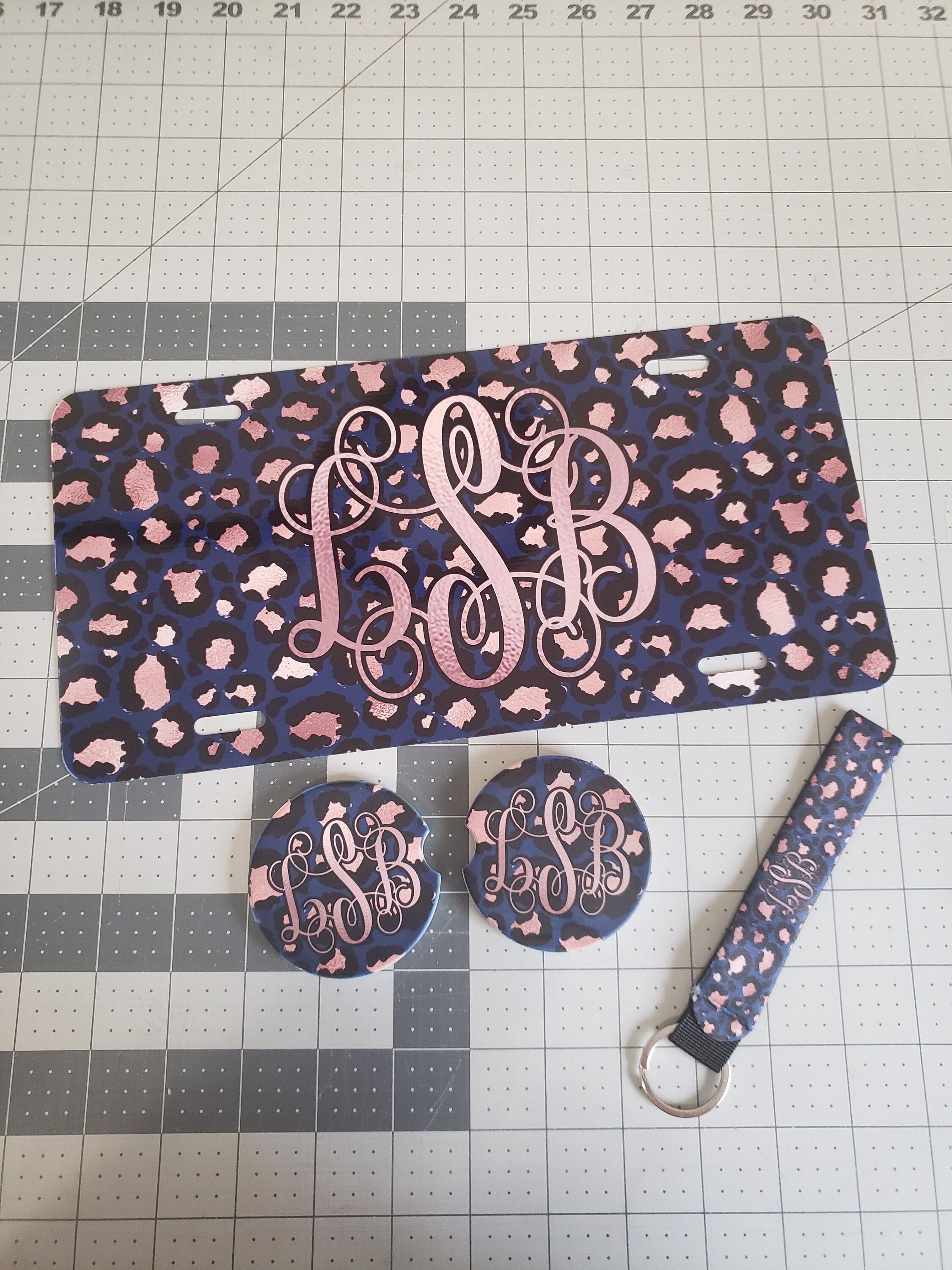 Blue and Rose Gold Cheetah Print Personalized License Plate | Etsy